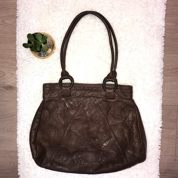 J. Jill | Bags | Jjill Brown Leather Floral Embossed Hobo Bag | Poshmark
